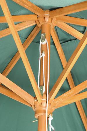 Wood 7 Foot Green Outdoor Market Umbrella